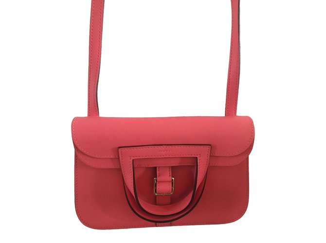 Hermès Sac Halzan mini Rose Azalée Cuir ref.86651 - Joli Closet
