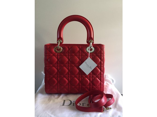 Lady dior Cuir Rouge ref.89849 - Joli Closet