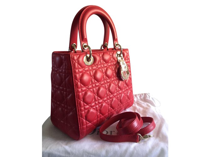 Lady dior Cuir Rouge ref.89849 - Joli Closet