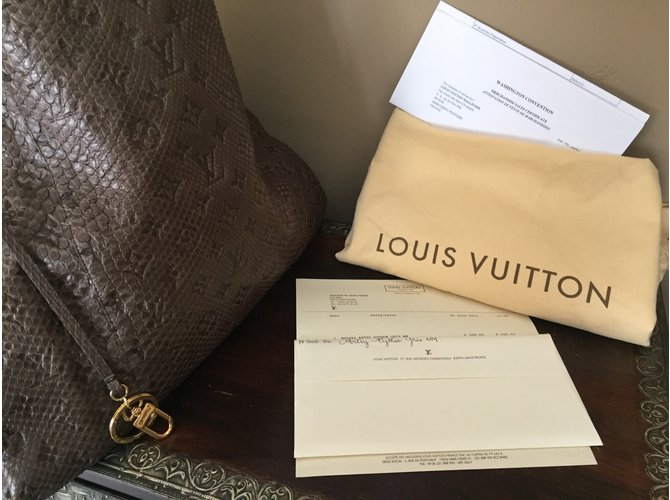 Louis Vuitton Gris Brown Monograma Python Artsy MM Bolsa De Ombro ...