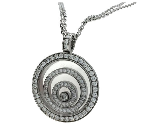 Chaîne et pendentif Chopard "Happy Spirit" en or blanc, diamants ref ...