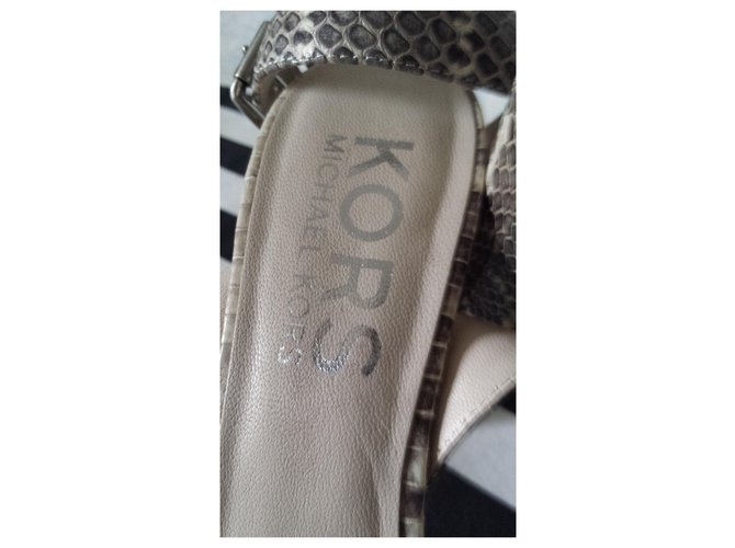 Sandales Michael Kors SANDALES A TALONS Python Marron clair ref.115964 ...