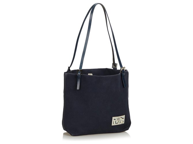 Fendi Black Canvas Tote Bag Leather Cloth Cloth ref.123978 - Joli Closet