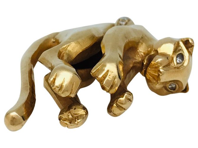 Pendentif Cartier "Panthère molle" or jaune, diamants. Or blanc ref ...