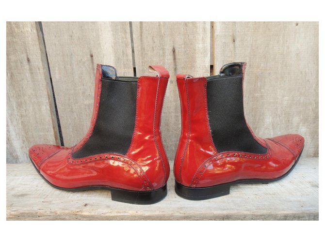 bottines vernies Dolce & Gabbana Cuir vernis Rouge ref.136033 - Joli Closet