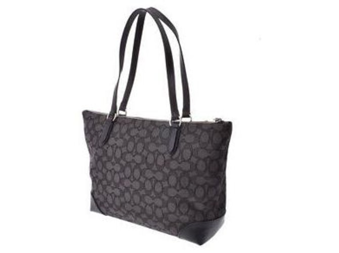 Sac cabas Signature Coach Toile Noir ref.140750 - Joli Closet