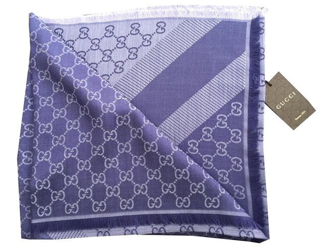 Gucci Monogram blue denim stole Wool ref.142931 - Joli Closet