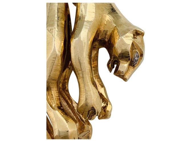 Pendentif Cartier "Panthère molle" or jaune, diamants. Or blanc ref ...