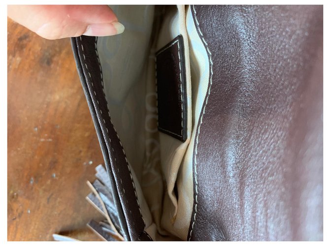 Pochette Lancel Cuir Marron ref.143685 - Joli Closet