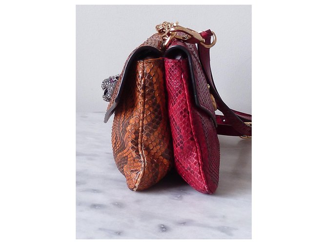 GUCCI MARMONT DOUBLE BANDOULIERES PYTHON Multicolore ref.144023 - Joli ...