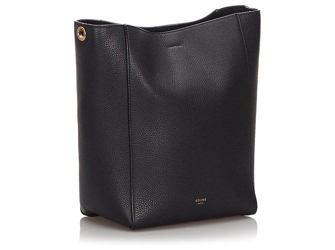 Céline Celine Black Small Leather Sangle Seau Pony-style calfskin ref ...