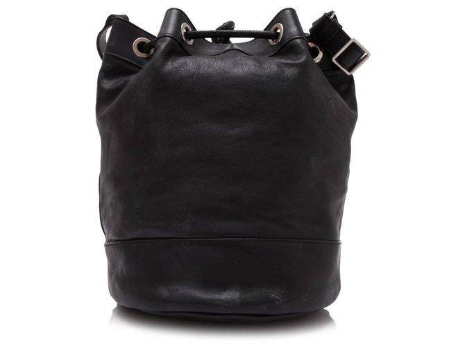 Yves Saint Laurent YSL Black Leather Rider Bucket Bag ref.153729 - Joli ...