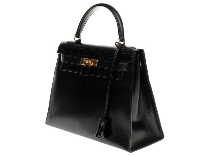 Sublime et unique création Sac Hermès Kelly 28 sellier bandoulière en ...