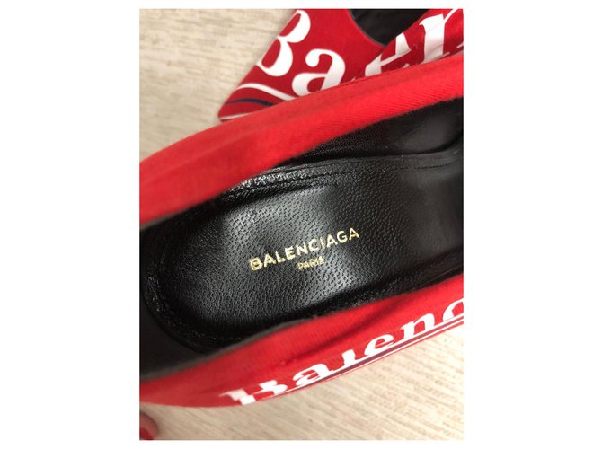 DÉCOLLETÉ BALENCIAGA DONNA TOUT NEUF Cuir Tissu Rouge ref.162814 - Joli ...