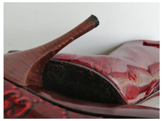 Escarpins Gucci Talons Cuir Rouge ref.176319 - Joli Closet