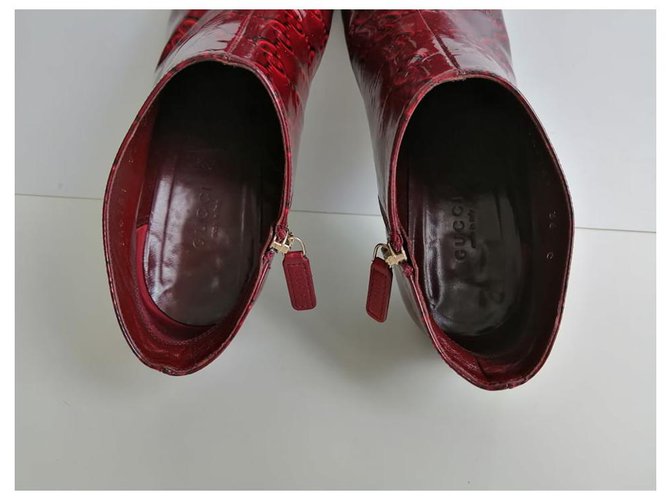 Escarpins Gucci Talons Cuir Rouge ref.176319 - Joli Closet