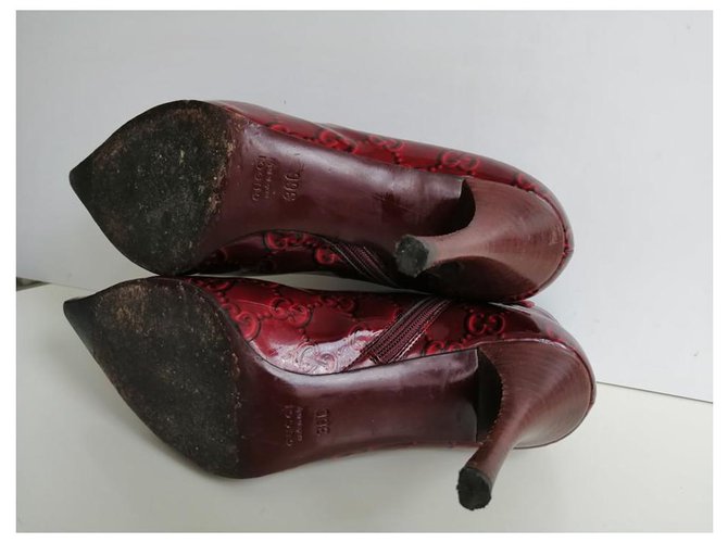 Escarpins Gucci Talons Cuir Rouge ref.176319 - Joli Closet