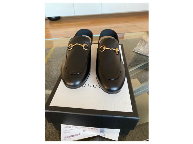 Gucci Mocassin/ Mule Jordan Cuir Noir ref.177836 - Joli Closet