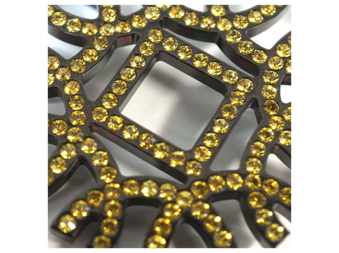 Chanel Silver Strass CC Brosche Silber Mehrfarben Metall Kunststoff ...