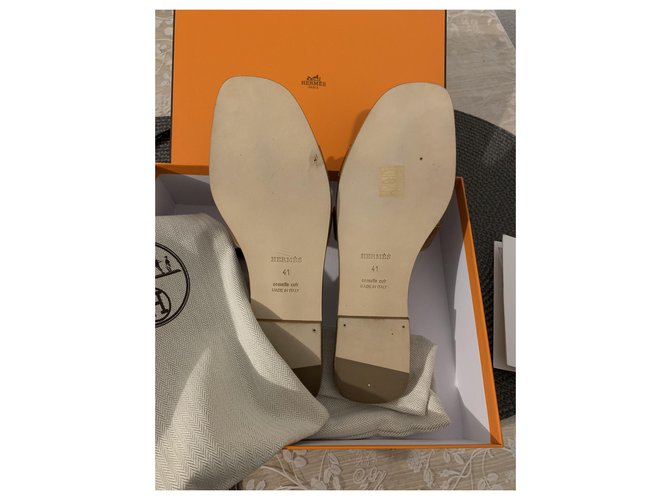 Hermès Mules Oran Hermes Caramel Leather ref.198202 - Joli Closet