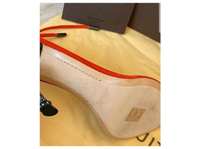 NWB Louis Vuitton strappy Horse Leg Heels sandals Sz 37,5 Red Multiple ...