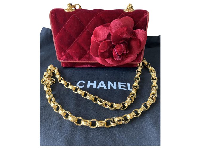 Chanel Sacs à main Velours Bordeaux ref.214153 - Joli Closet
