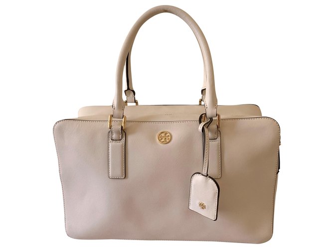 Tory Burch Bolso Boston Robinson blanco marfil Cuero ref.214259 - Joli ...