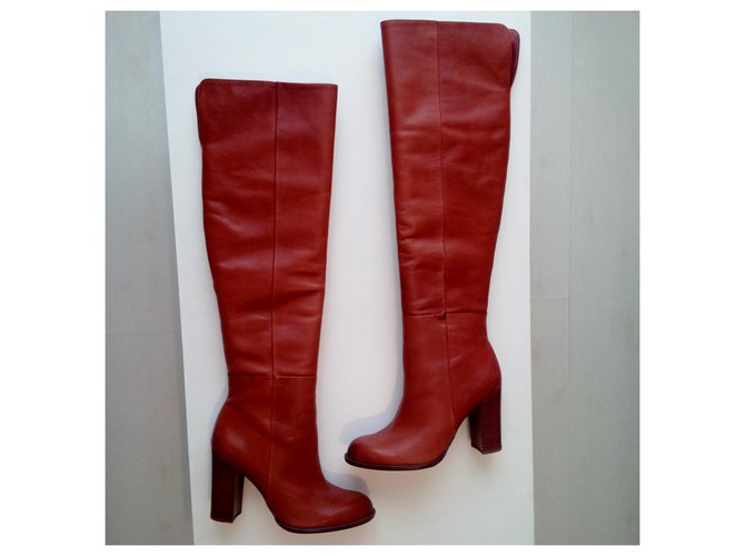 Cuissardes en cuir Sam Edelman, bottes au-dessus du genou en rouge ...