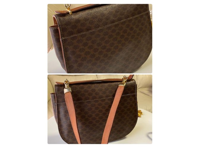 Céline Celine Old Vintage Macadam Pattern 2way Pochette Handbag PVC x ...