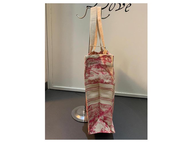 DIOR BOOK RIVIERA BAG NEW Red Beige Linen ref.277967 - Joli Closet