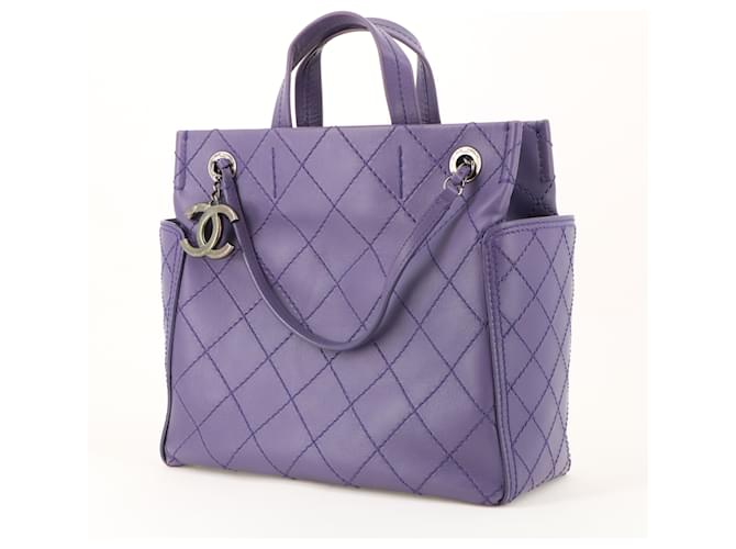 Chanel handbag Purple Leather ref.411724 - Joli Closet