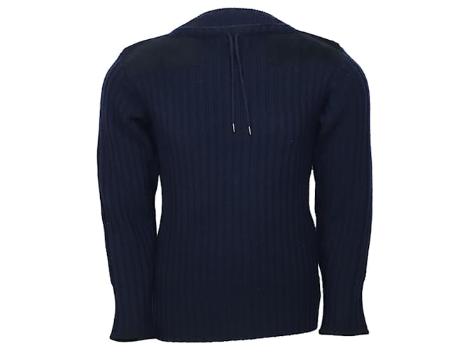 Autre Marque N.Peal 007 Ribbed Army Sweater in Navy Blue Merino Wool ...