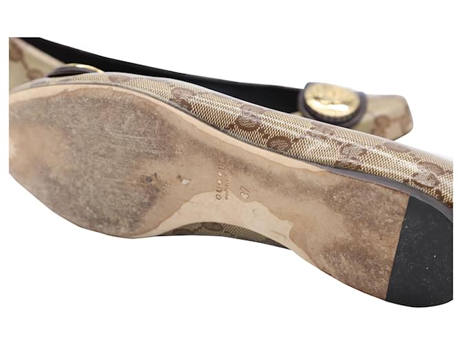 Gucci Hysteria Monogram Ballet Flats in Brown Leather ref.499387 - Joli ...
