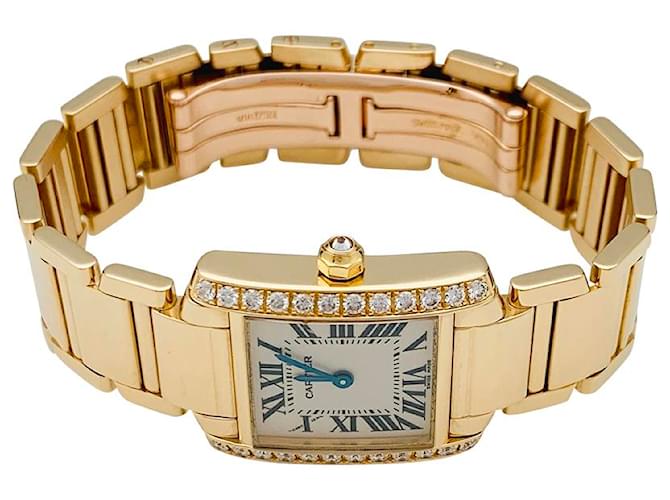 Cartier "French Tank" watch in yellow gold, diamants. Small model ...