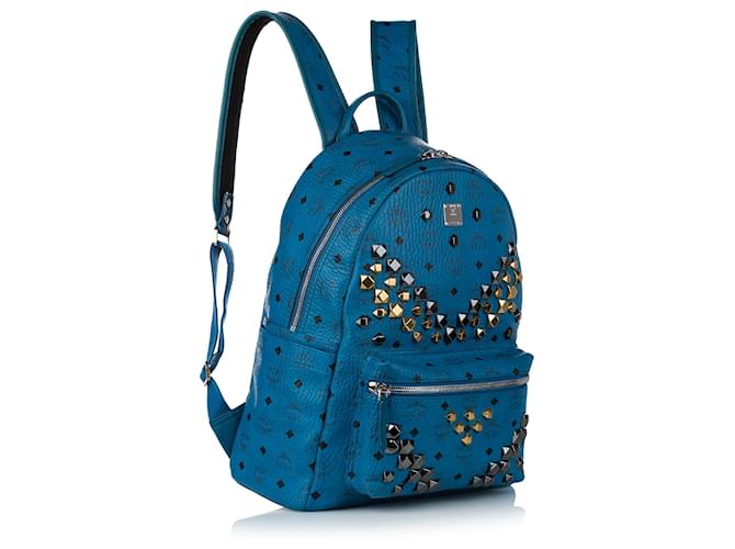 MCM Blue Visetos Stark Leather Backpack Pony-style calfskin ref.511234 ...