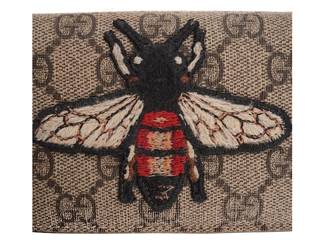 Gucci Portefeuille Abeille Suprême GG Toile Beige ref.551578 - Joli Closet