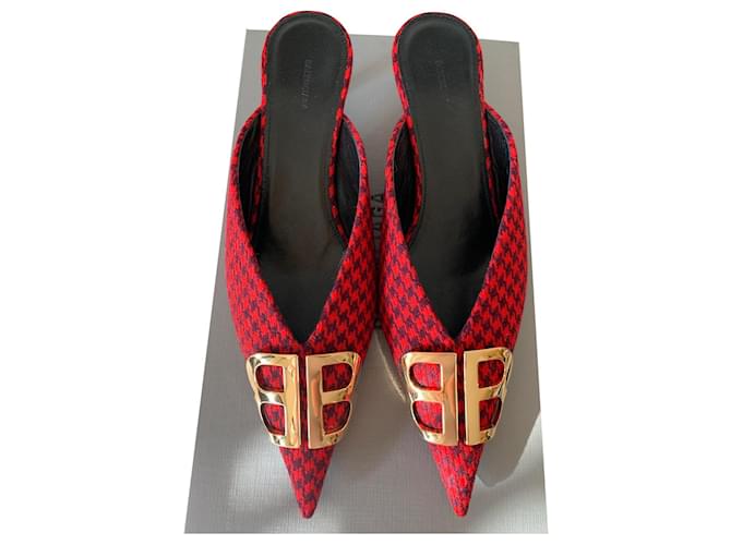 Balenciaga BB Sabot Red Tweed ref.591307 - Joli Closet