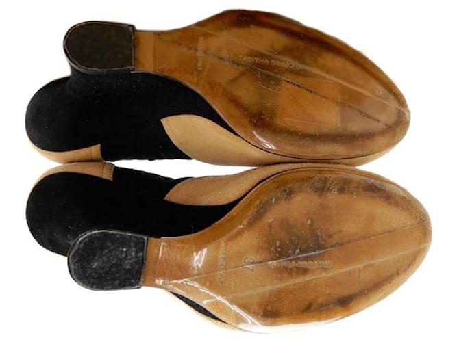 Tabitha Simmons Wedge Heels Black Caramel Suede ref.591704 - Joli Closet
