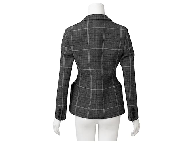 Dior Chequered Wool Jacket Grey ref.600769 - Joli Closet