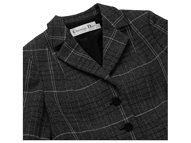Dior Chequered Wool Jacket Grey ref.600769 - Joli Closet