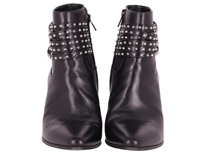 Saint Laurent Studded Ankle Boots in Black Leather ref.613034 - Joli Closet