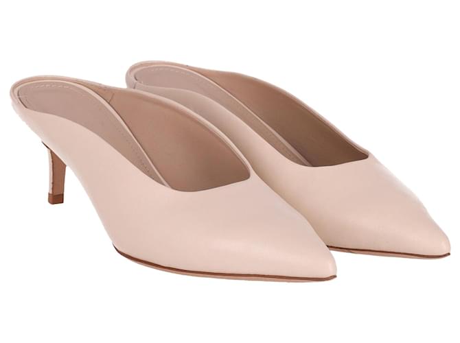 Theory Pointed Toe Low Heel Mules in Cream Leather White ref.613090 ...