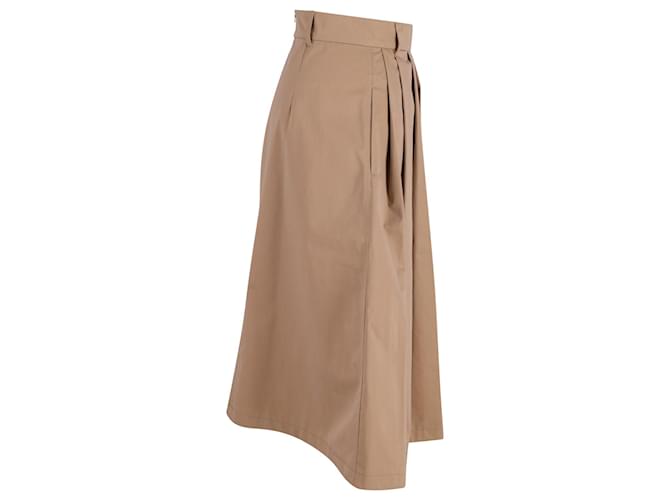 Jupe mi-longue plissée Max Mara en coton beige ref.613250 - Joli Closet