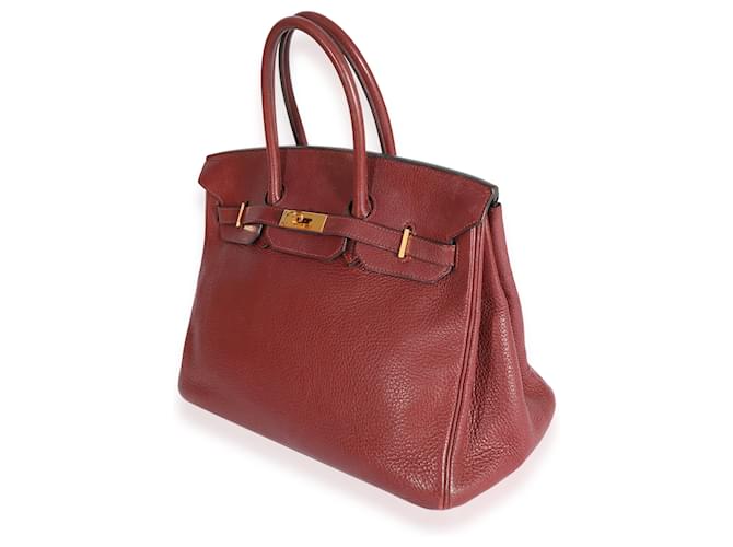 Hermès Hermes Rouge H Clemence Birkin 35 GHW Brown ref.632528 - Joli Closet