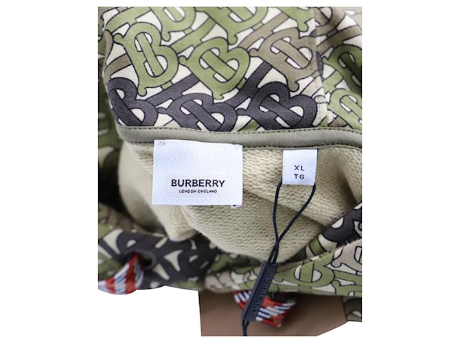 Burberry Monogram Print Hoodie in Khaki Cotton Green ref.649026 - Joli ...