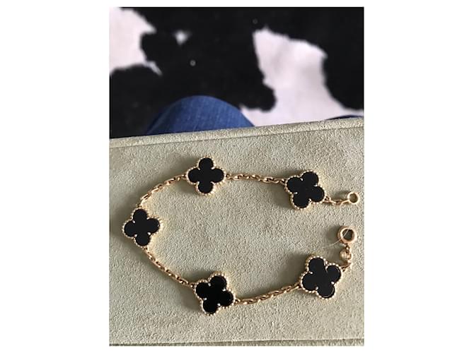 Van Cleef & Arpels Alhambra vintage bracelet Black Yellow gold ref ...