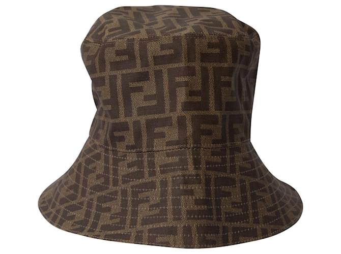 Fendi FF Logo Bucket Hat in Brown Polyester ref.675544 - Joli Closet