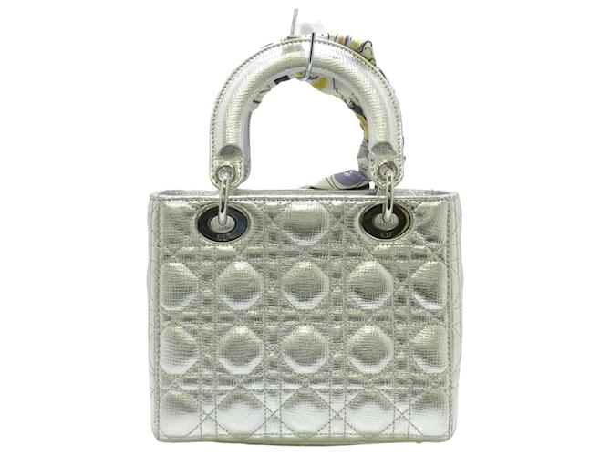 Dior Lady Dior Cuir Argenté ref.712744 - Joli Closet