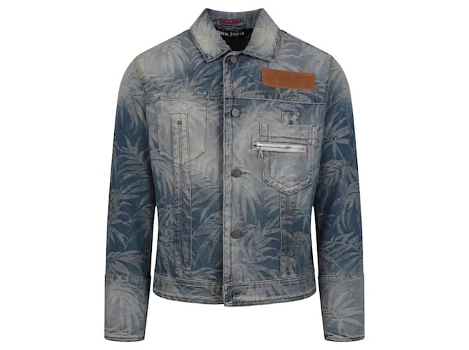 Palm Angels Palms Denim Jacket Blue Cotton ref.732418 - Joli Closet