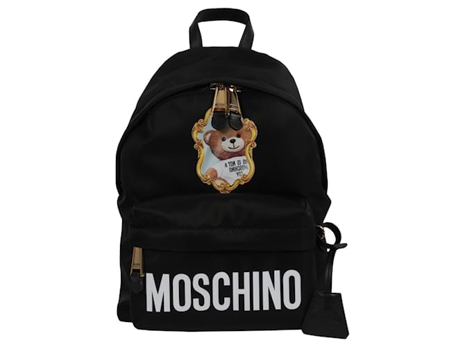 Moschino Teddy Bear Logo Backpack Black Nylon ref.739995 - Joli Closet